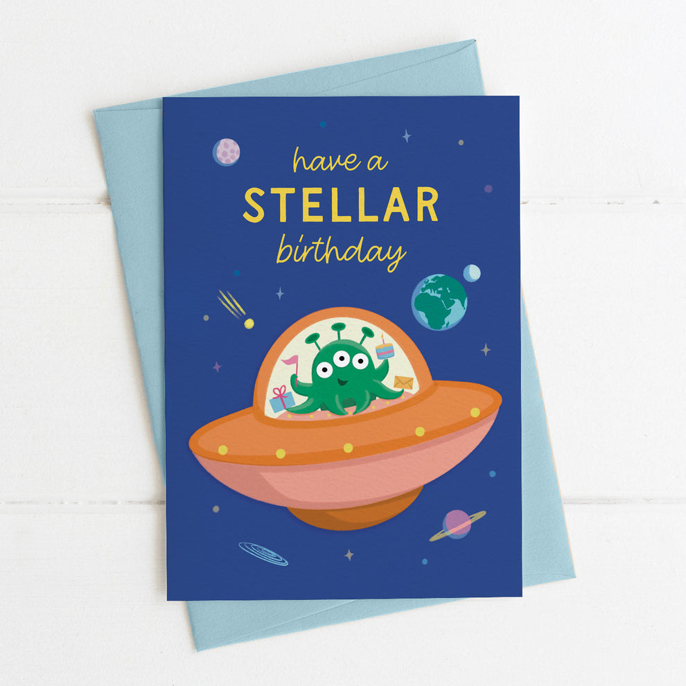 Alien Birthday Card – Painted Parasol Studio