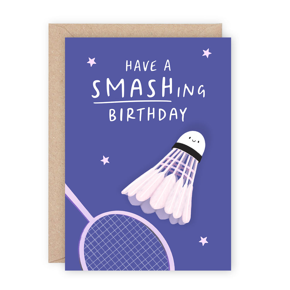 Badminton Birthday Card – Painted Parasol Studio